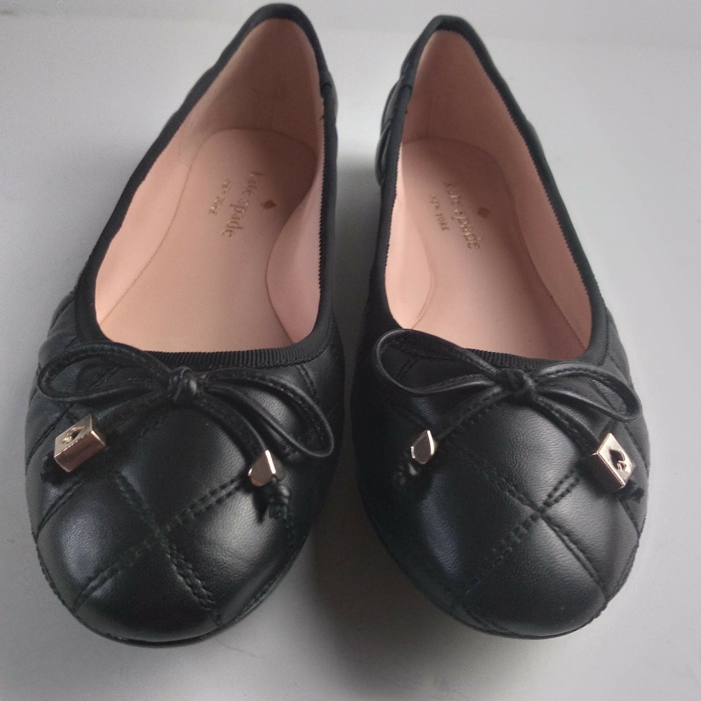 Kate Spade Paris Ballet Black Leather Quilted Pattern… - Gem